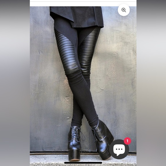 Aakasha | Pants & Jumpsuits | Aakasha Leather Patch Leggings Black Size ...